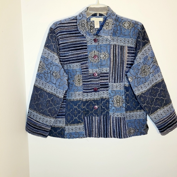 Appleseed's | Jackets & Coats | Appleseeds Blue Tapestry Button Jacket | Poshmark